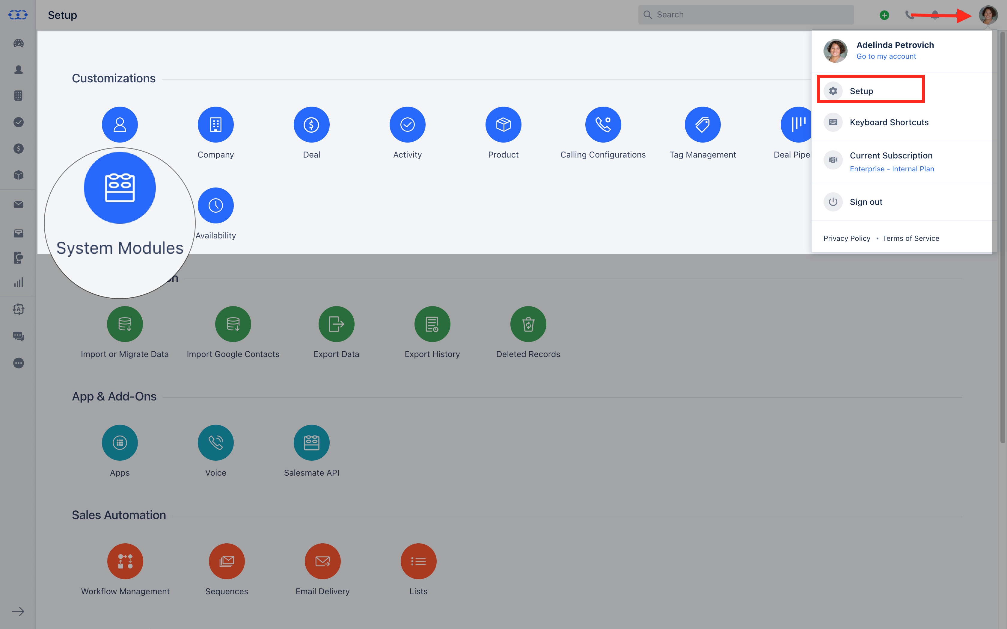 Customize The System Modules Salesmate