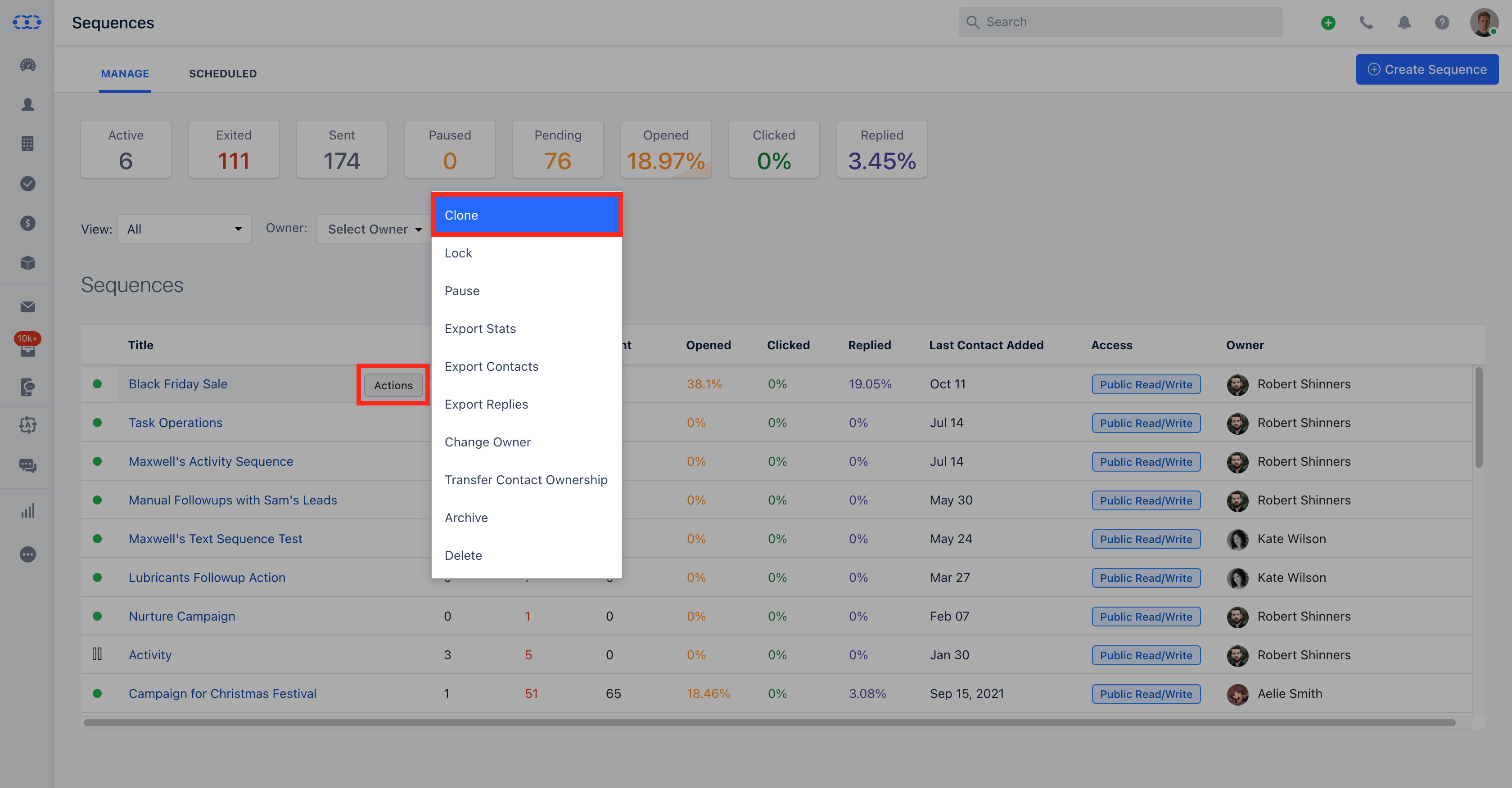 Clone a Sequence – Salesmate