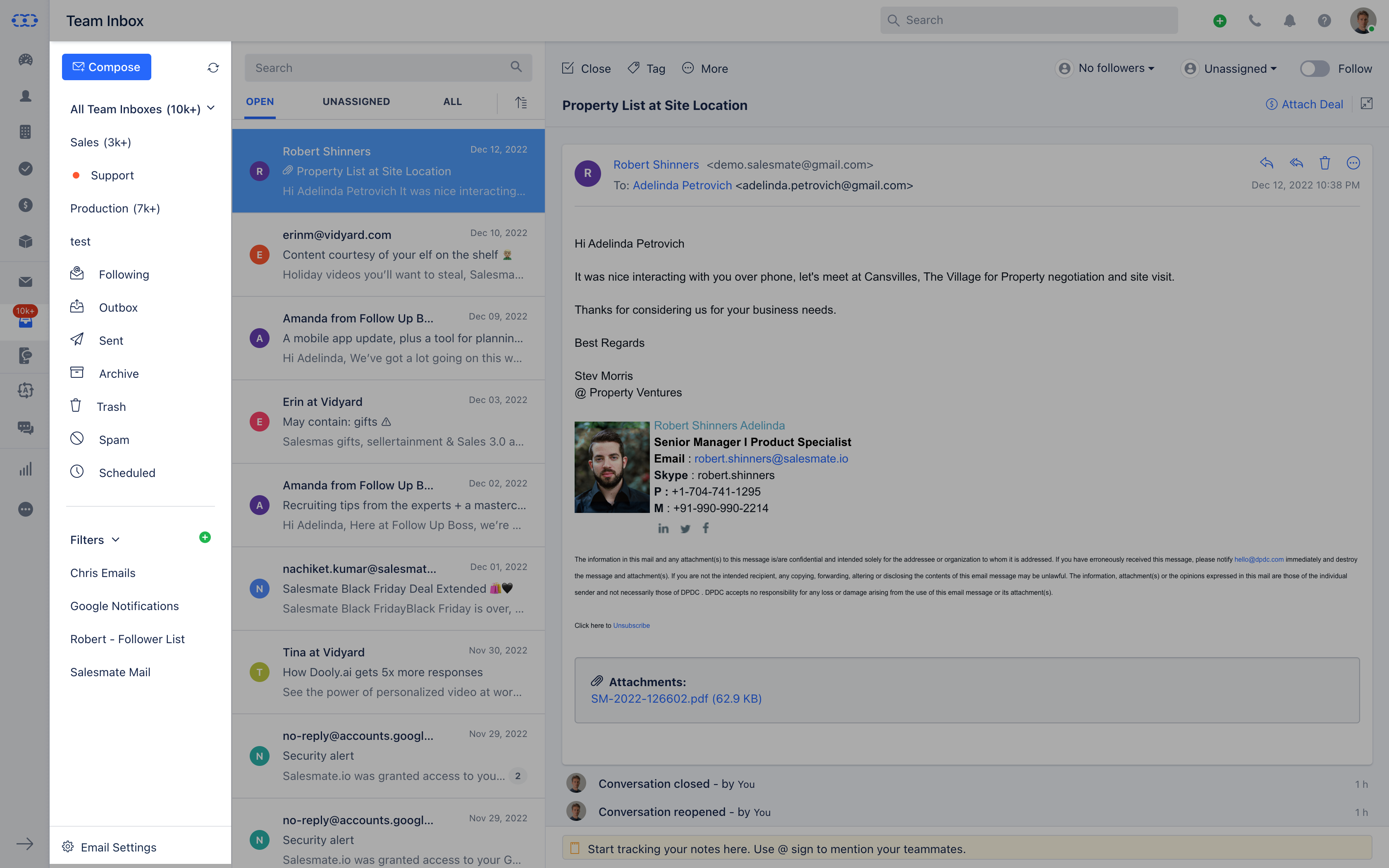 Working with Team Inbox – Salesmate