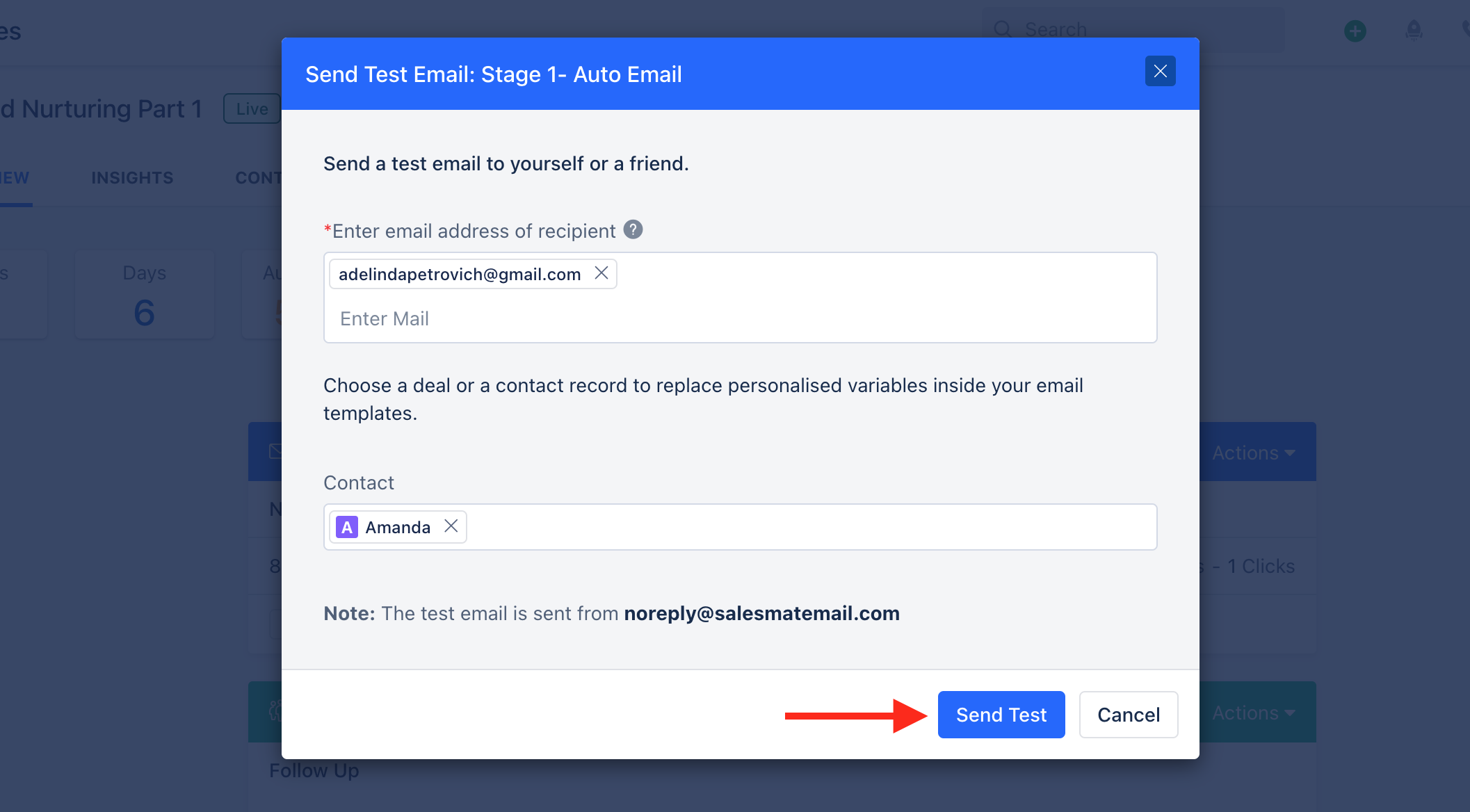 Send a Test Email/Text via Sequence – Salesmate
