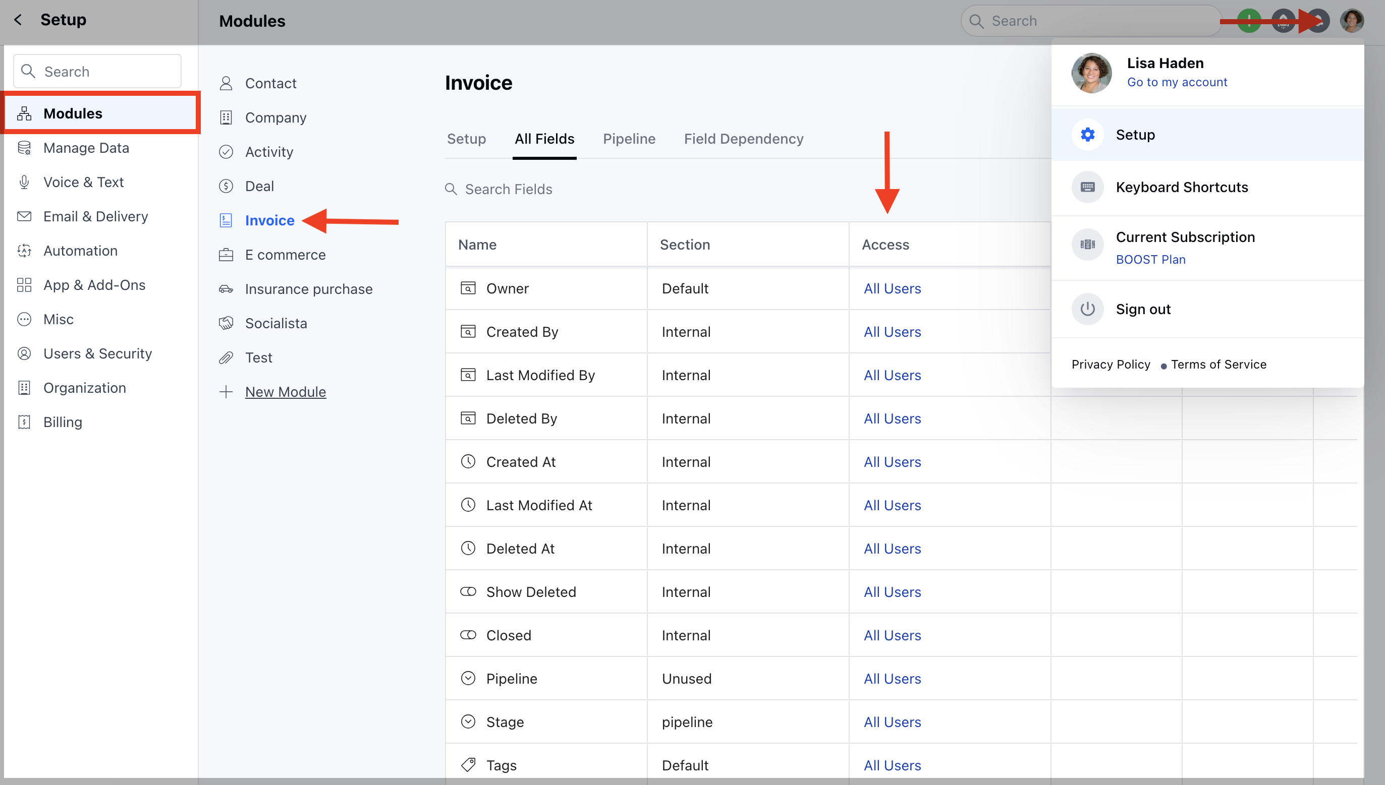 Custom Module Roles And Permissions Salesmate