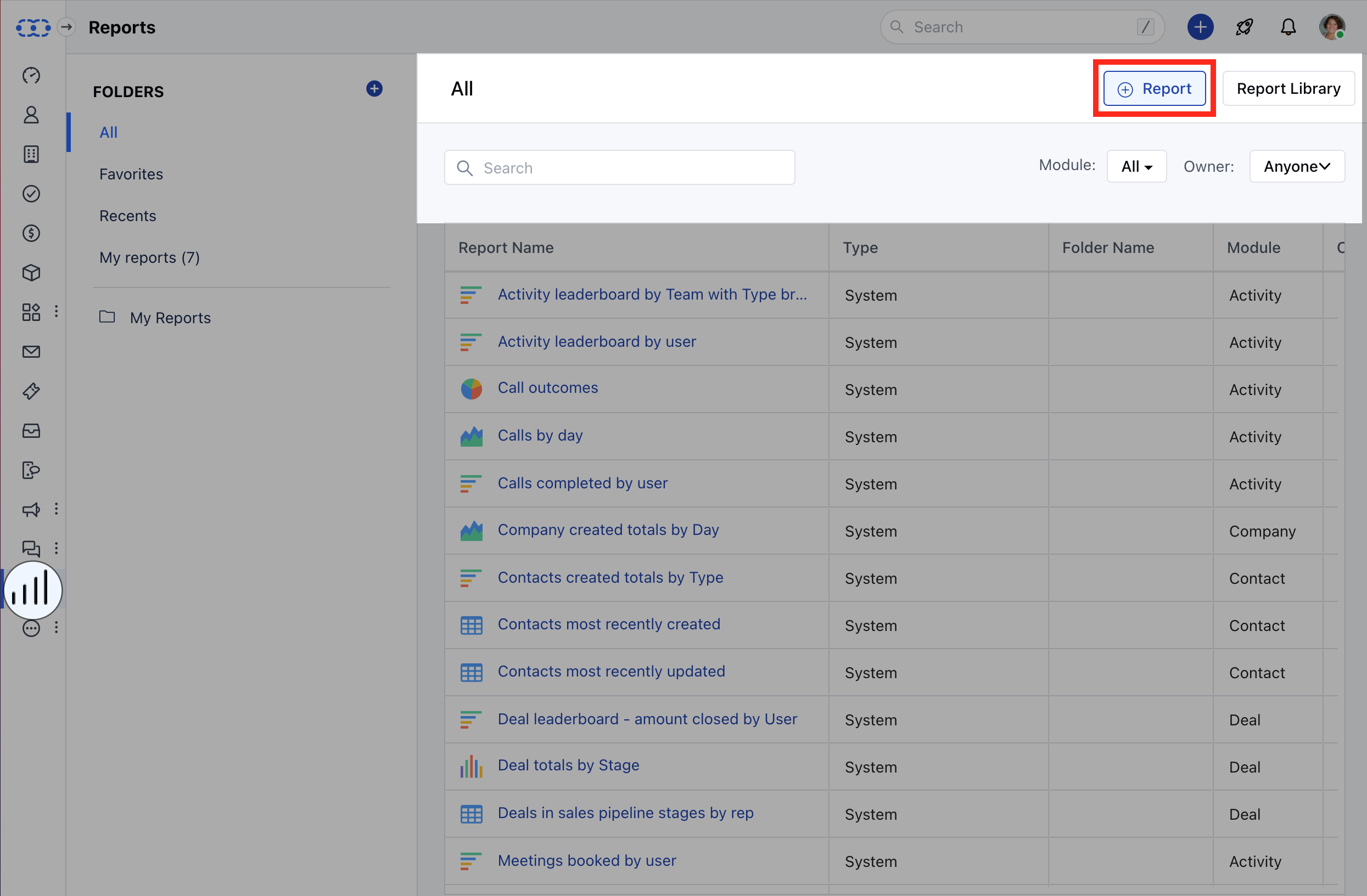 Single Module Report – Salesmate