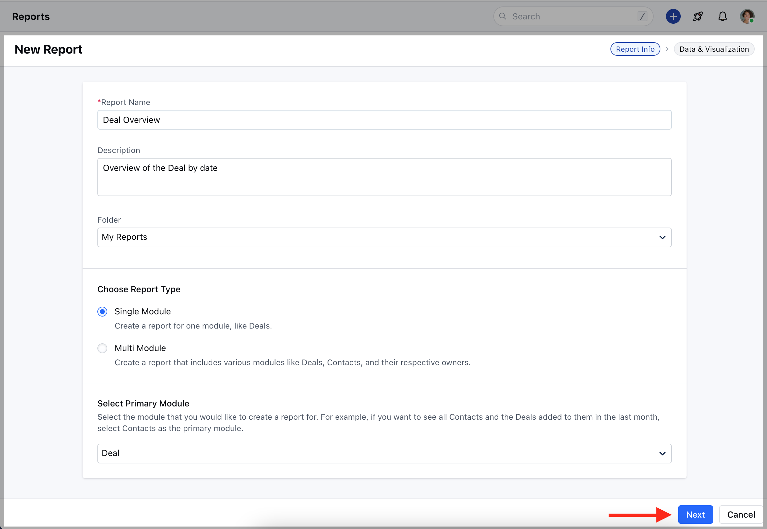 Single Module Report – Salesmate