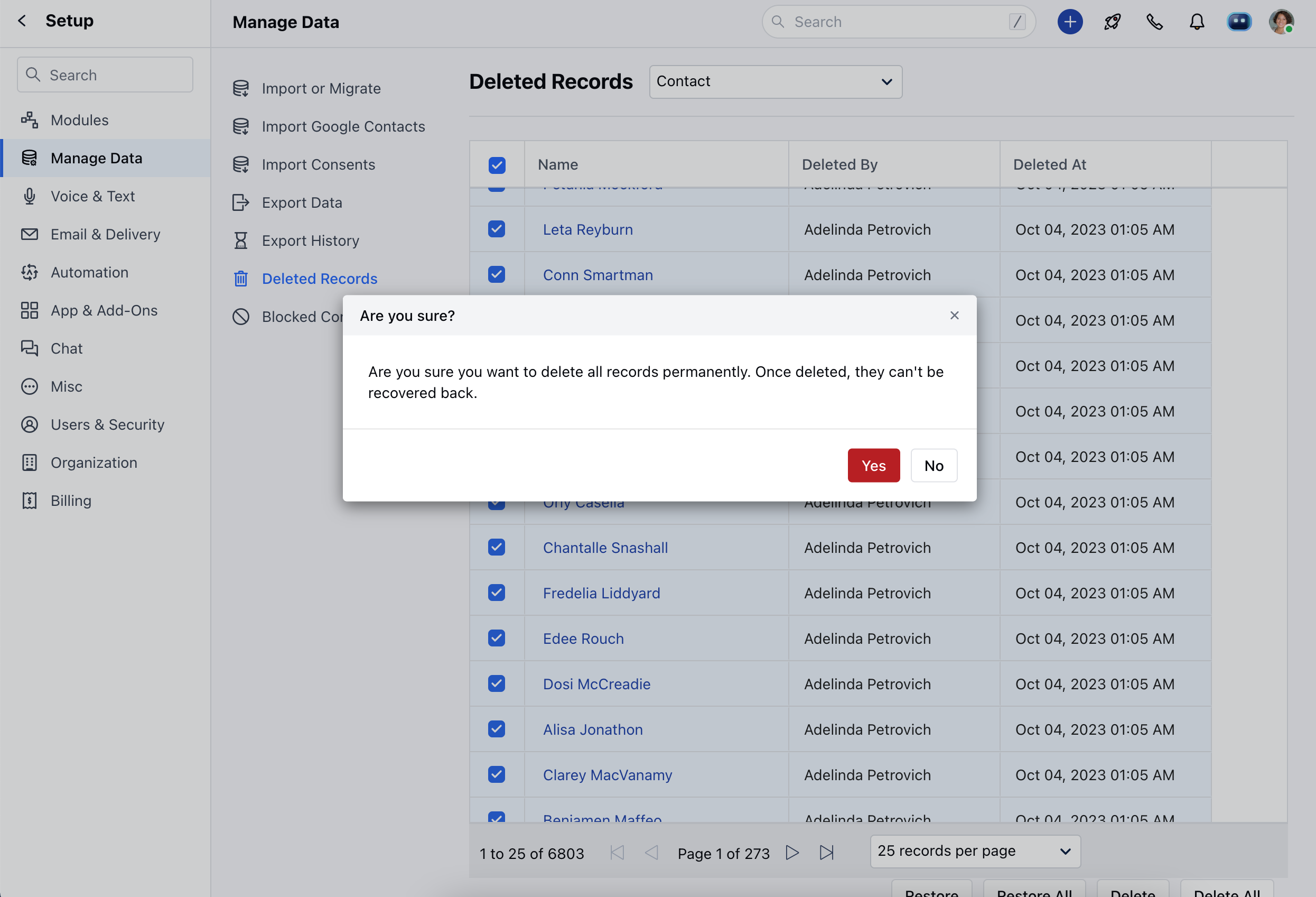 How to delete records – Salesmate