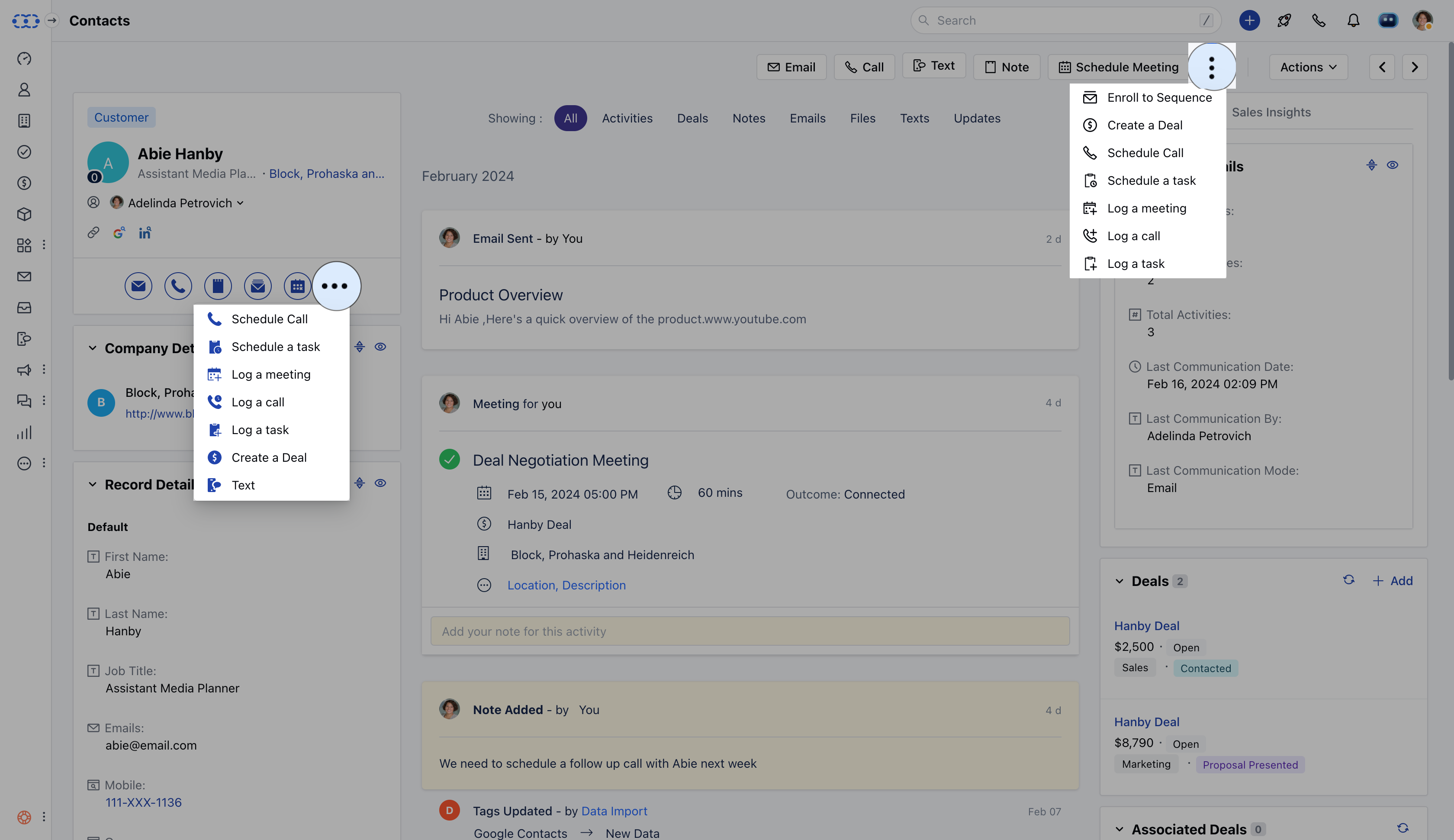 Creating Activity – Salesmate
