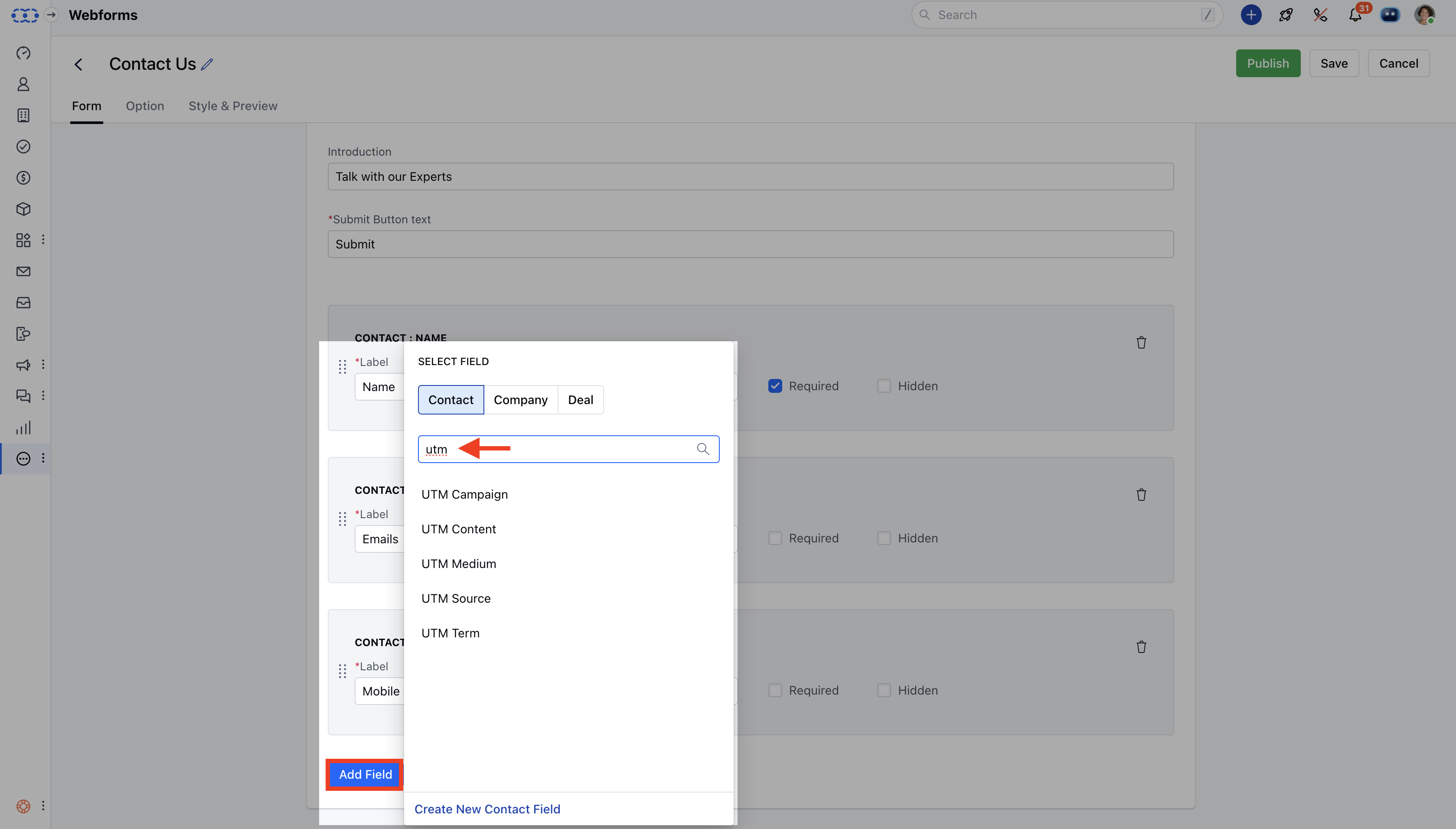 How To Track Utm Parameters In The Webform Salesmate