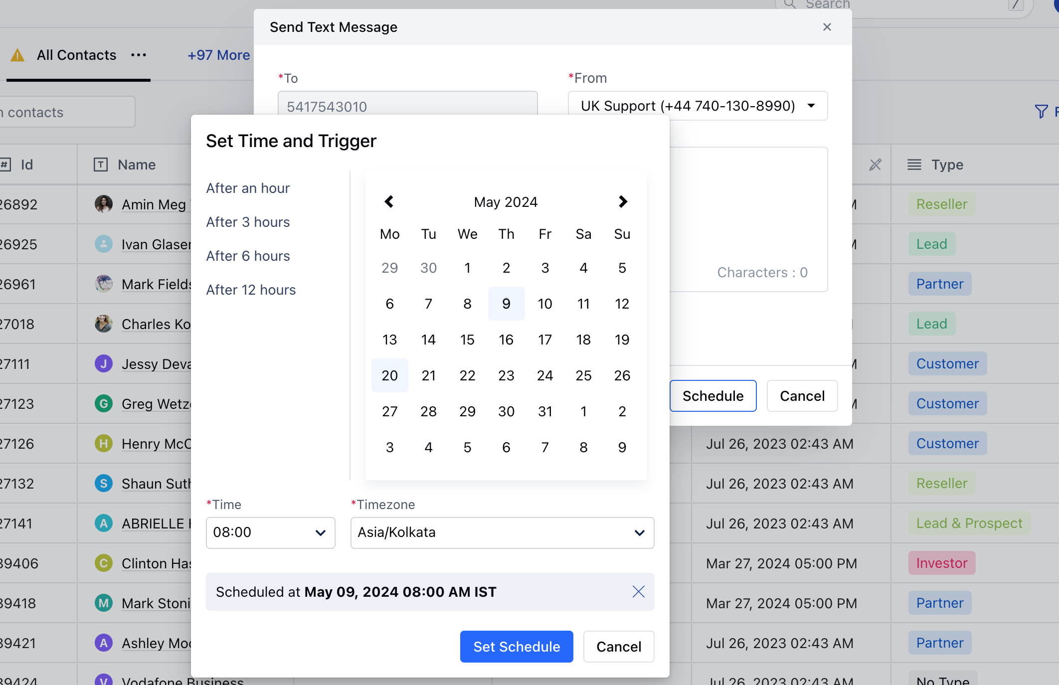 Sending Text to a number – Salesmate