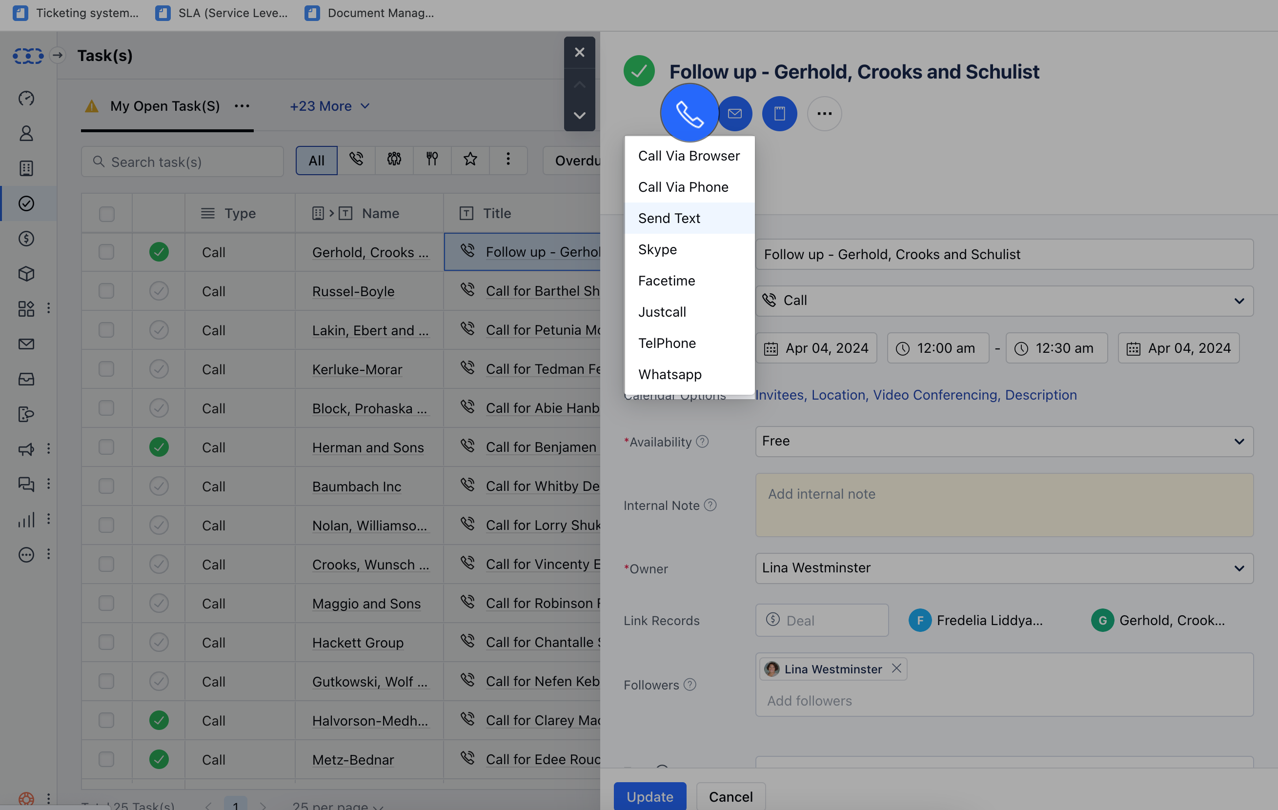 Sending Text to a number – Salesmate