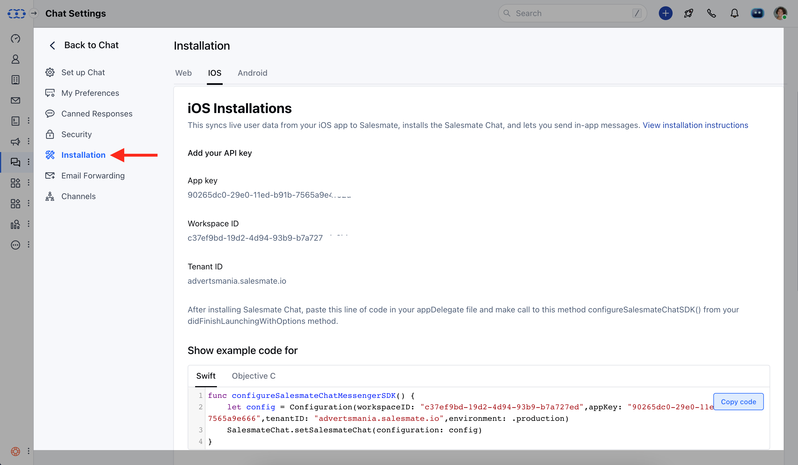 Installing Chats On Your Ios App Salesmate
