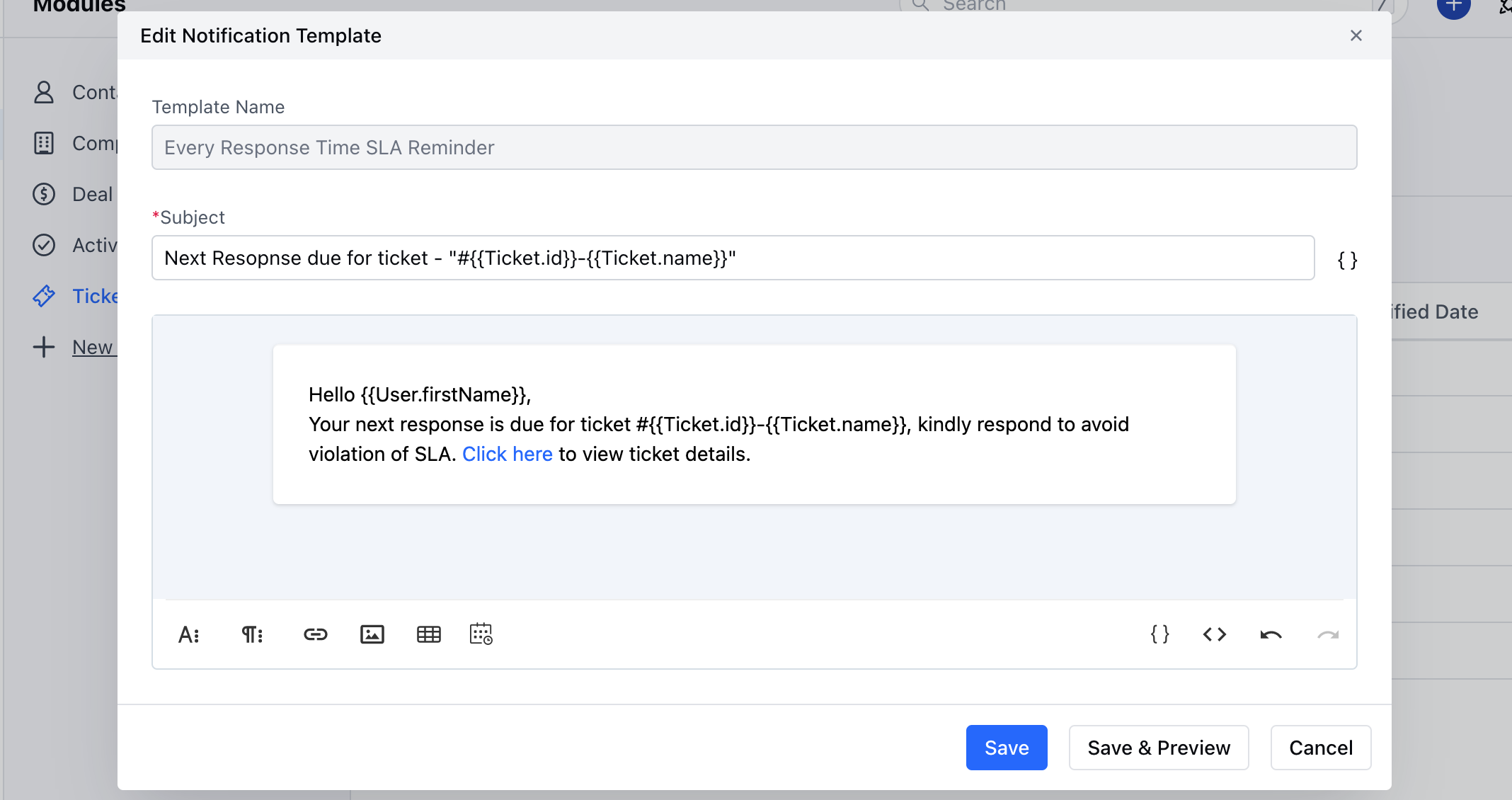 How To Customize Ticket Notification Templates Salesmate