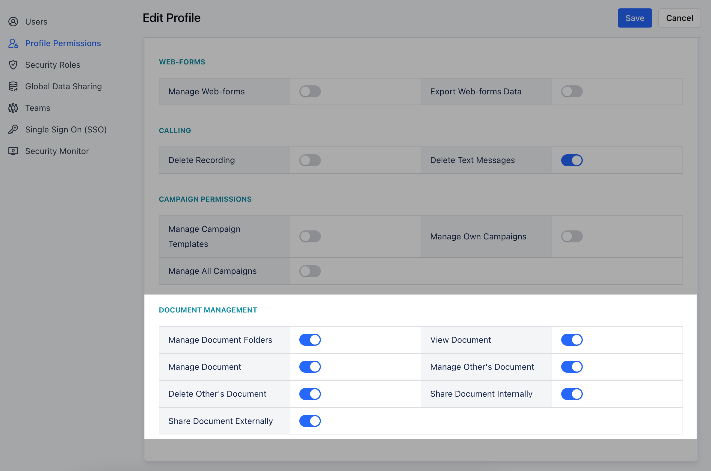 Document Management Roles & Permissions – Salesmate
