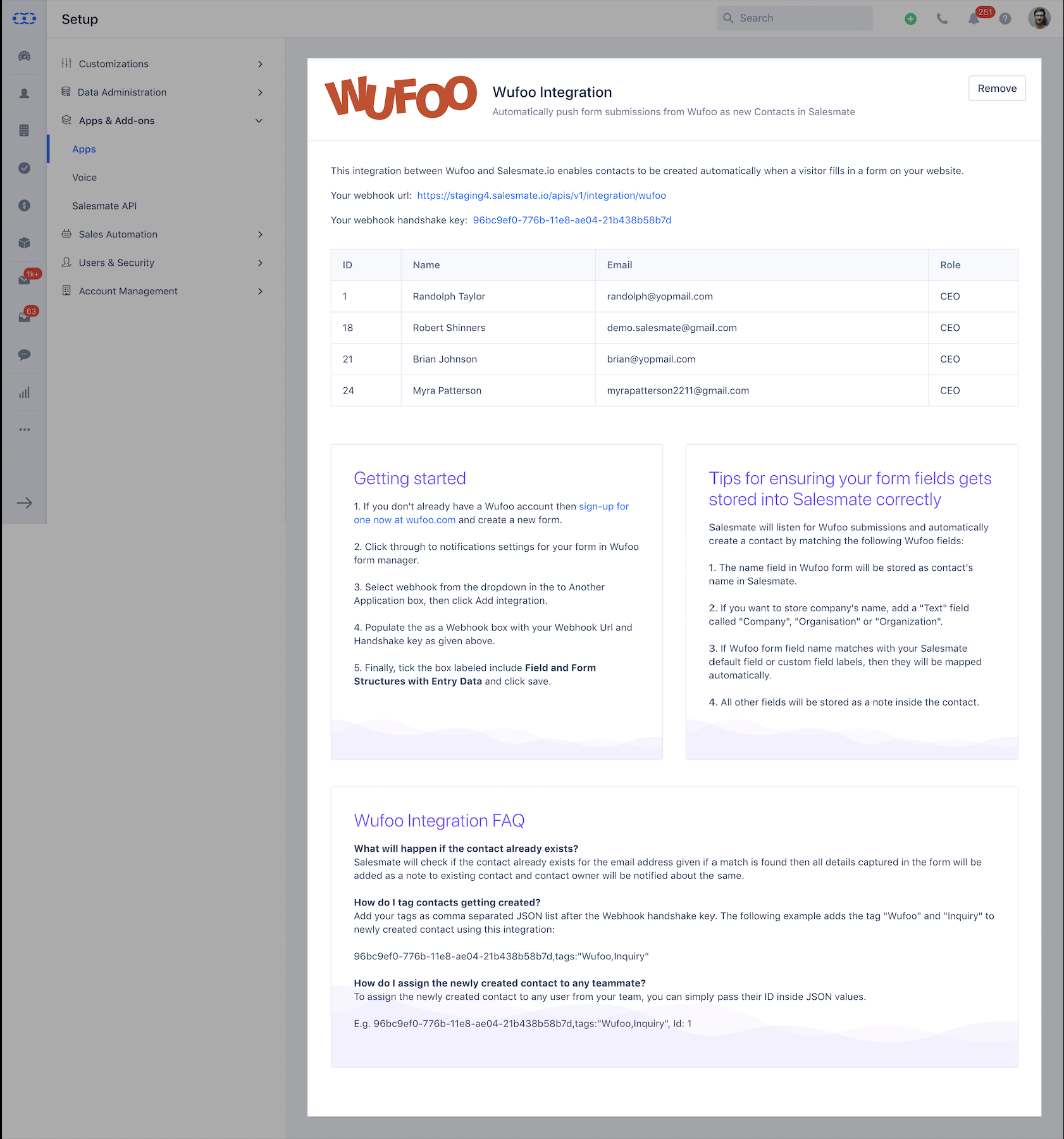 Wufoo Integration – Salesmate