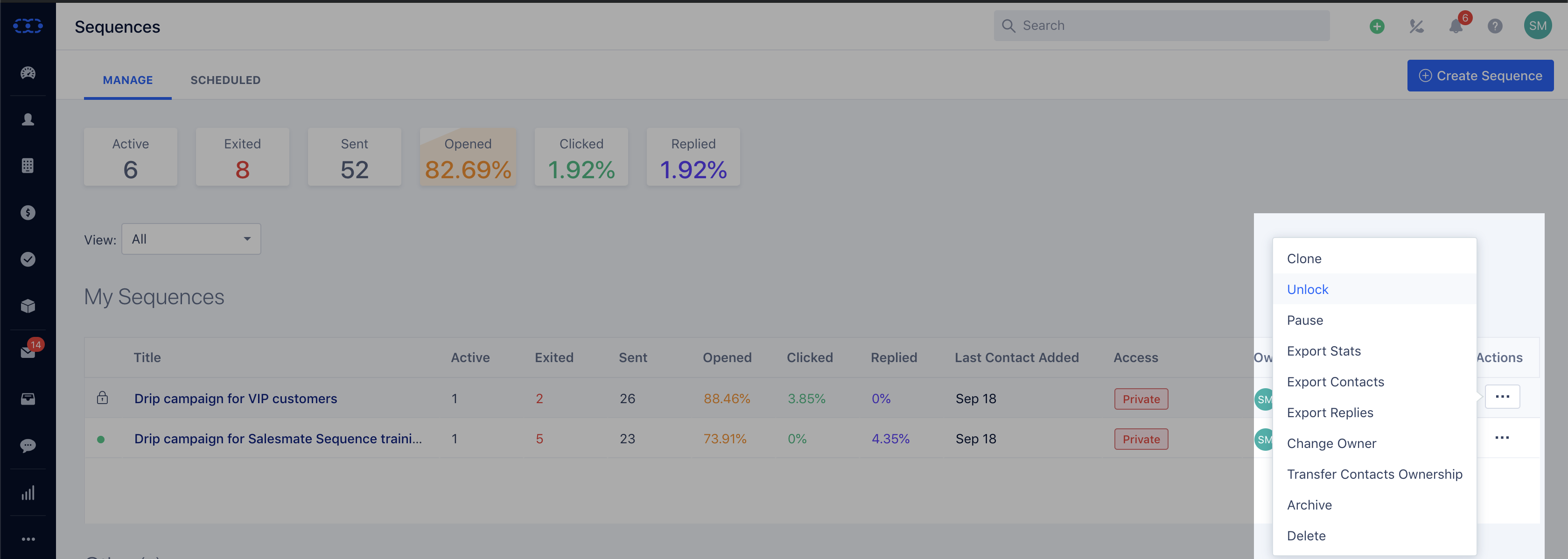 Locking And Unlocking A Sequence Salesmate