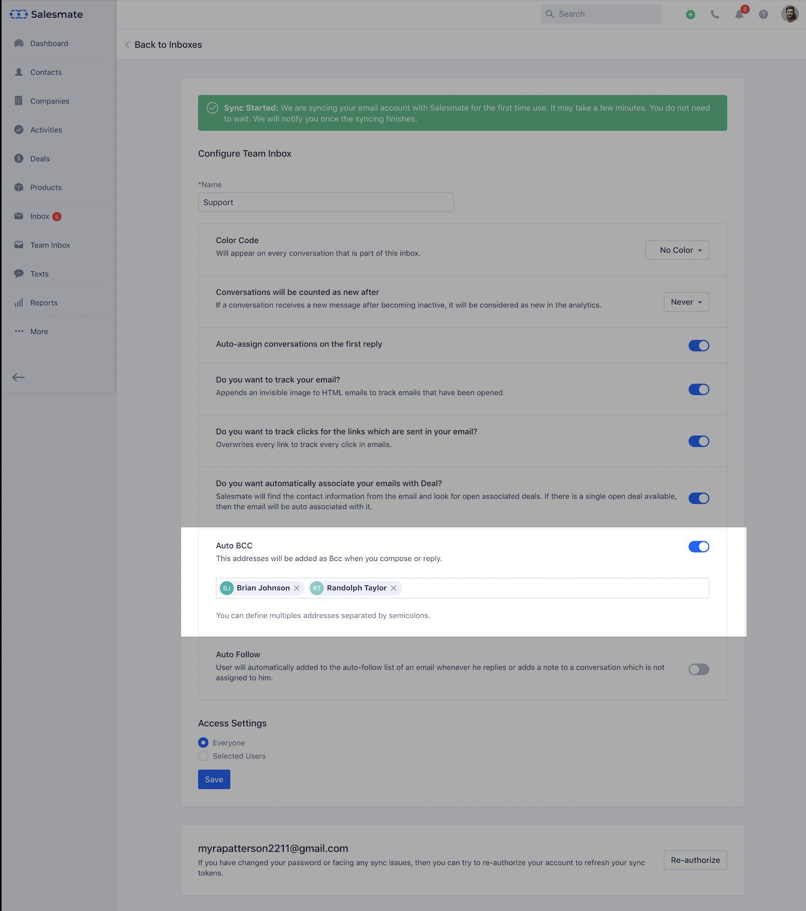 Setting up your Team Inbox – Salesmate