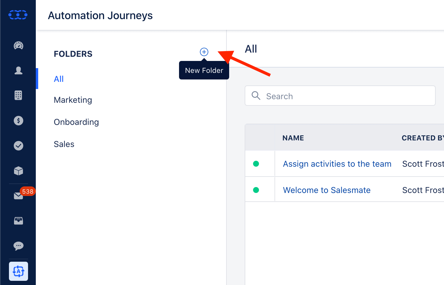 Managing Automation Journeys With Folders Salesmate