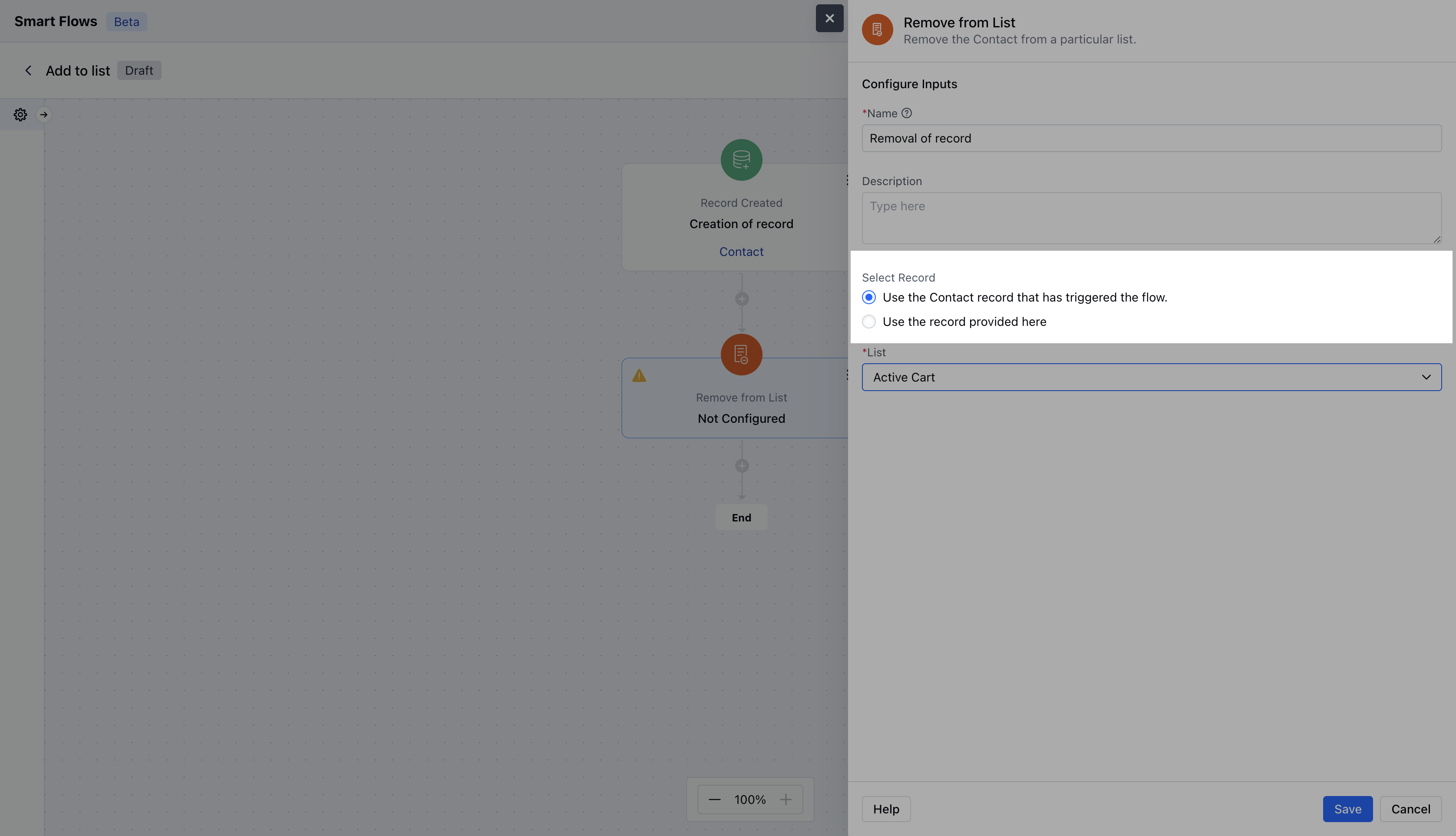 Remove from List – Salesmate