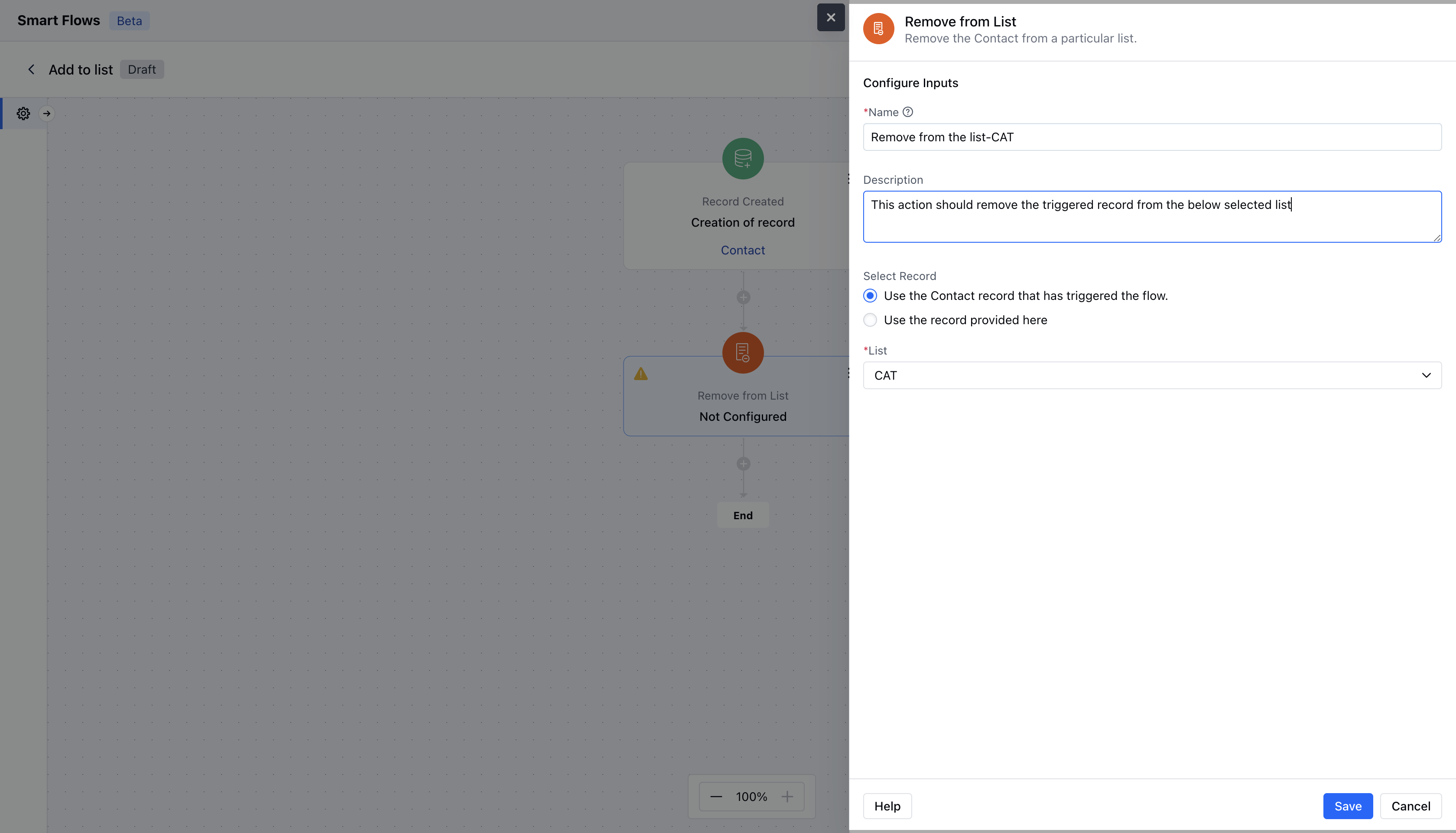 Remove from List – Salesmate