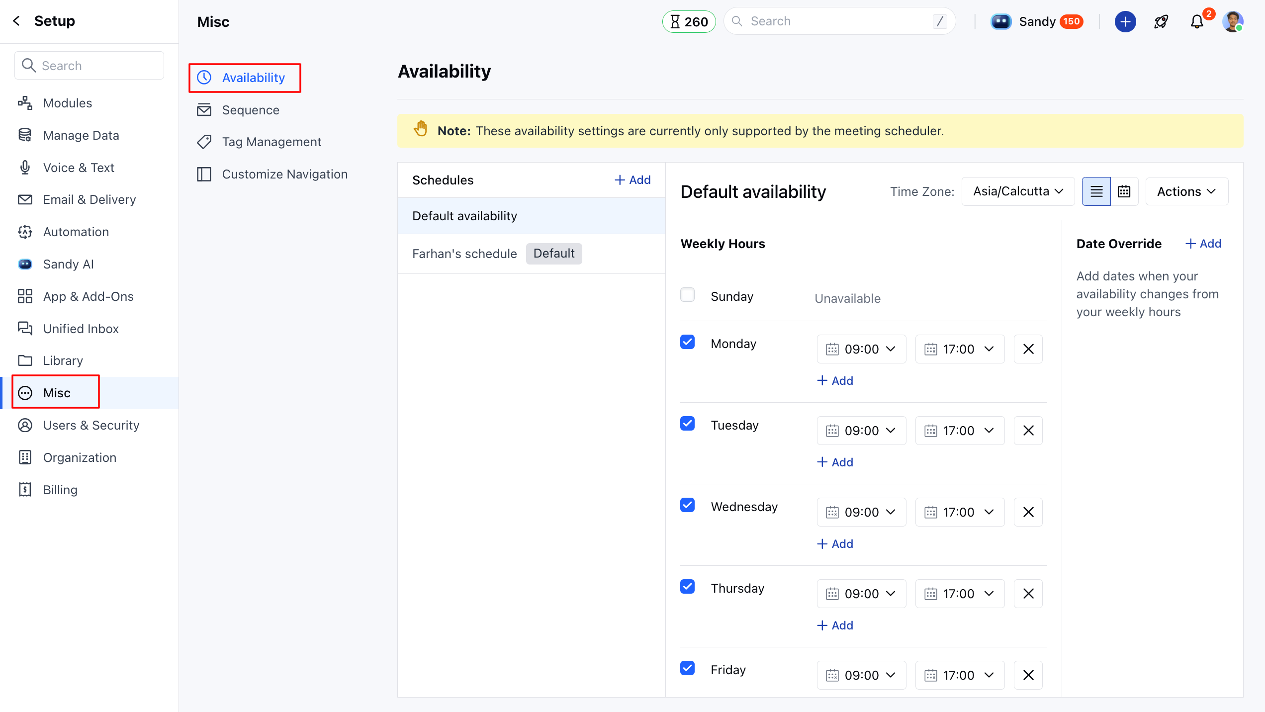 Manage Business Hours & Availability for Unified Inbox – Salesmate